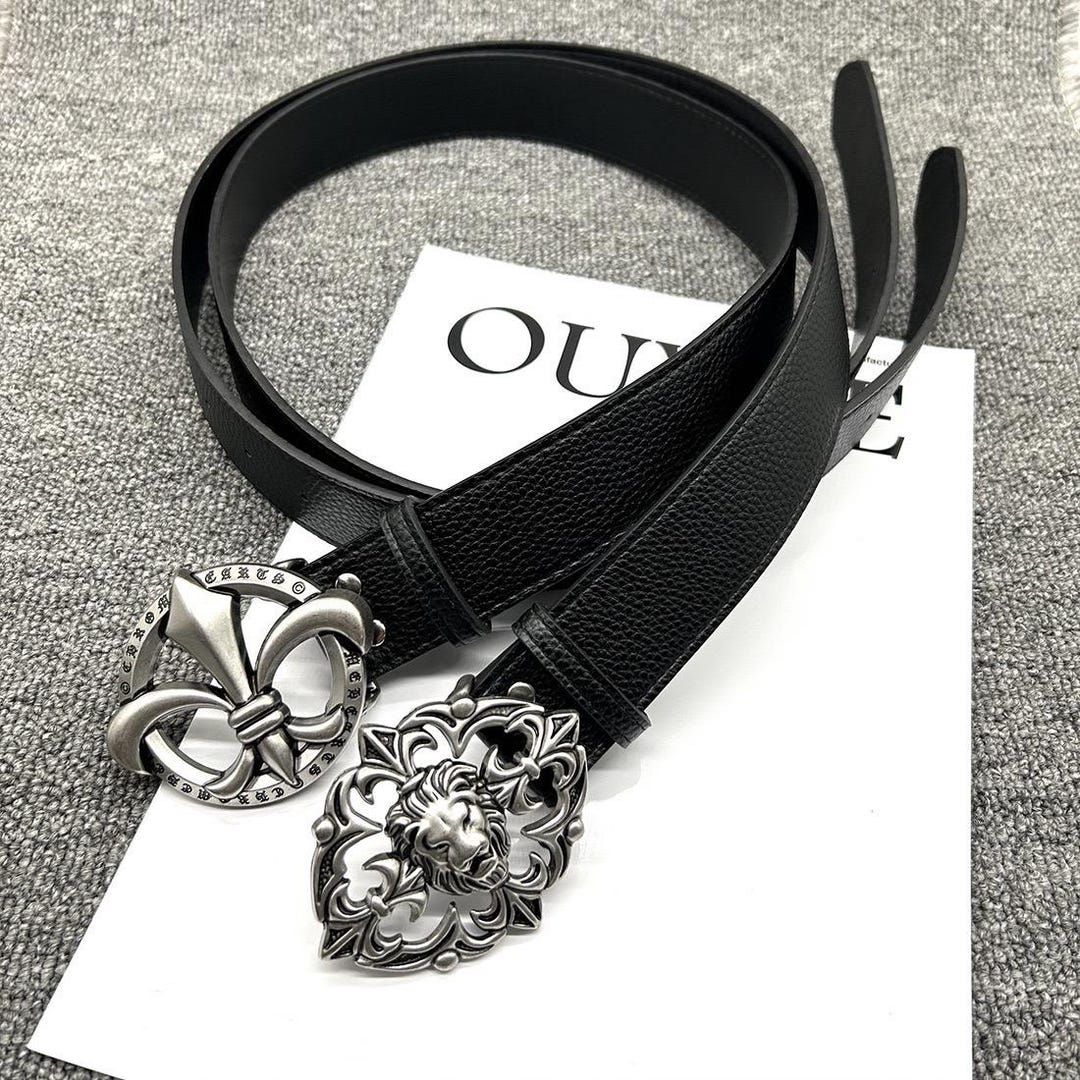 Y2K Vintage Black Cross Silver Buckle Quality Leather Belt Chrome Opium ...