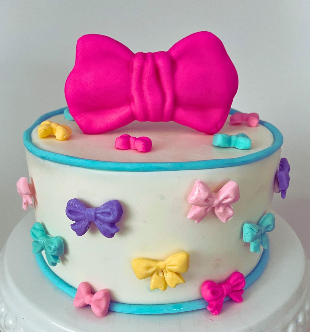 Bow Cake Topper Fondant Bow Cake Topper Pink Bow Girls Cake Topper Gum ...