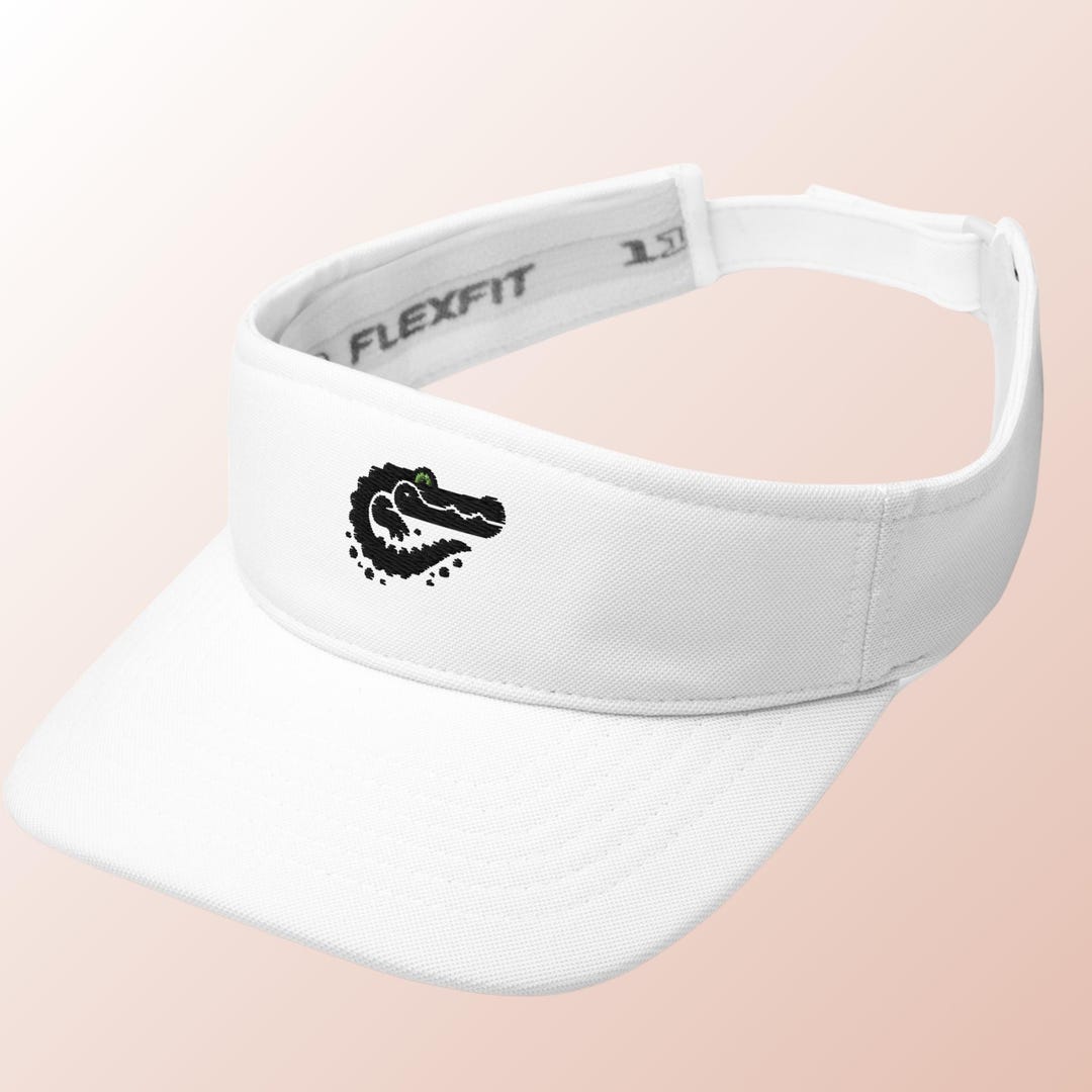 Visor With Black Crocodile Embroidery, Stylish Peaked Cap in Red, Blue or White, Headgear and ...