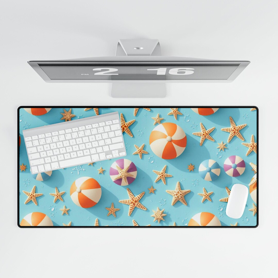 Beach Ball Starfish Themed Mouse Pad Ocean Themed Desk Mat for Office ...