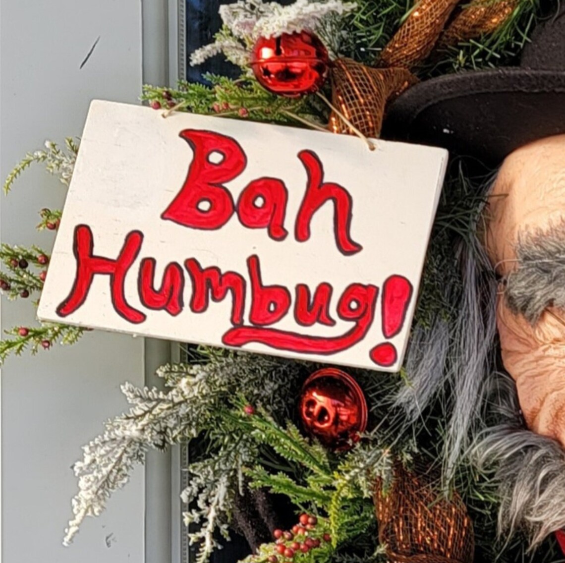 Handcrafted Grumpy Old Man, Scrooge Like Wreath, Holiday Decor ...