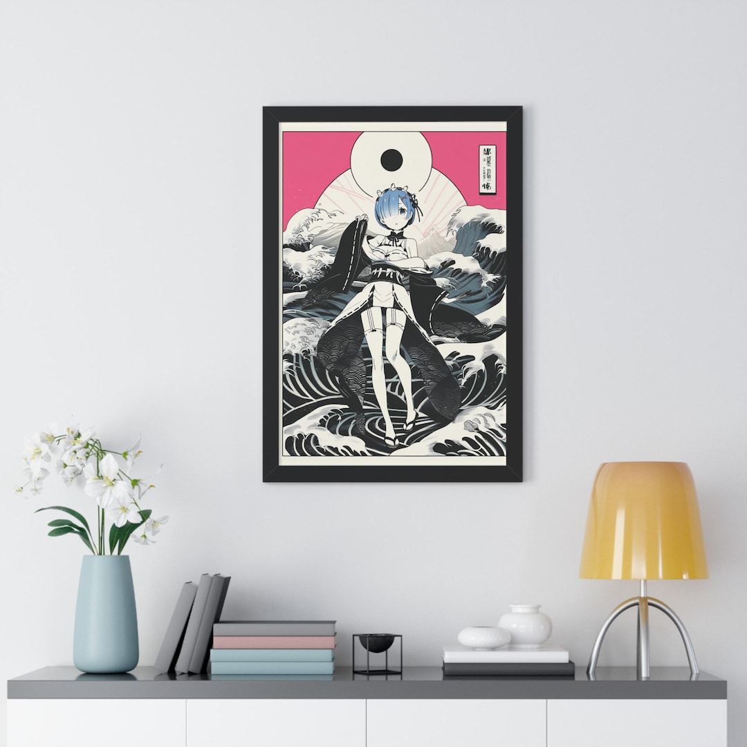 Rem From Re Zero, Cute Waifu Frame Poster, Japanese Traditional Anime ...