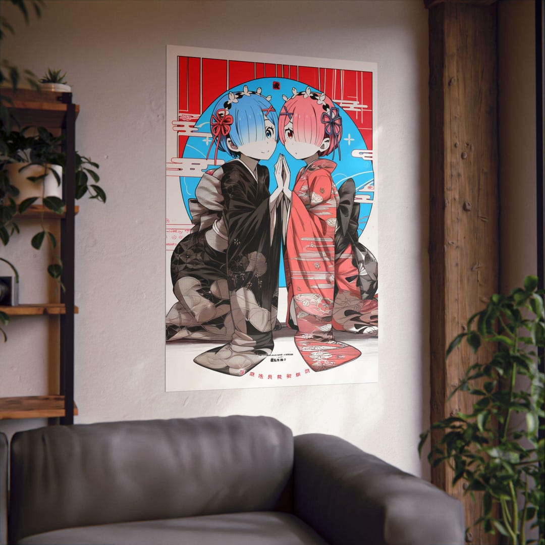 Rem and Ram From Re Zero Japanese Art Style, Cute Girl Illustrations ...