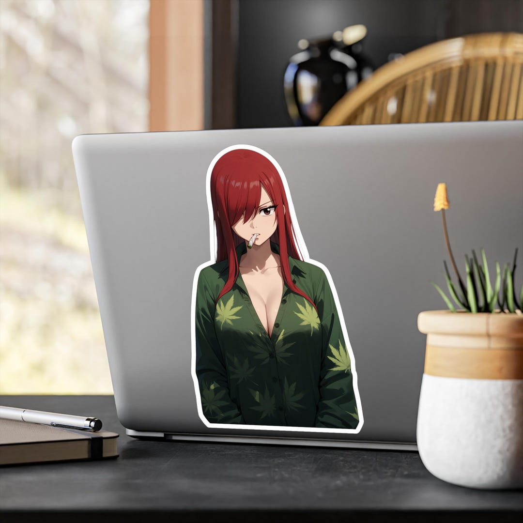 Anime Waifu Erza Scarlet Decal Sticker, Cannabis 420, Fairy Tail Decal ...