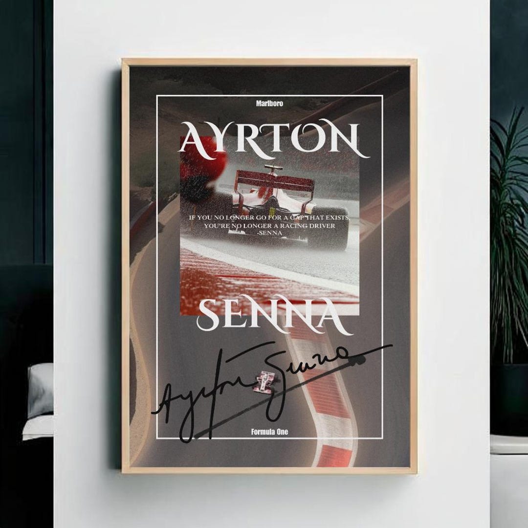 Aryton Senna F1 Poster. Formula One Legend - Digital Print for Room ...