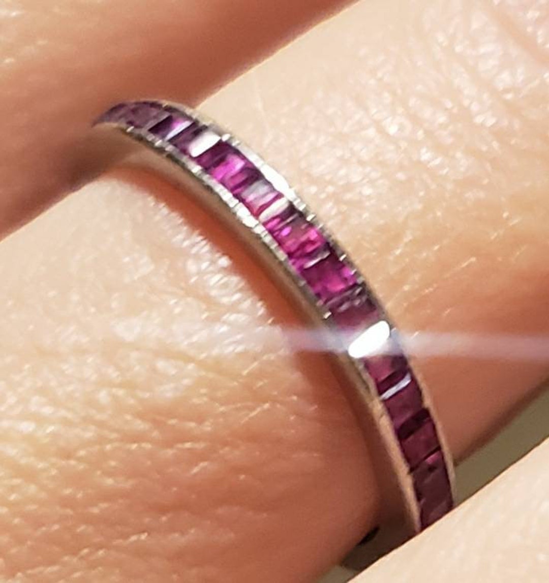 Vintage Art Deco Platinum Ruby Eternity Band, Size 6.75-7 - Etsy