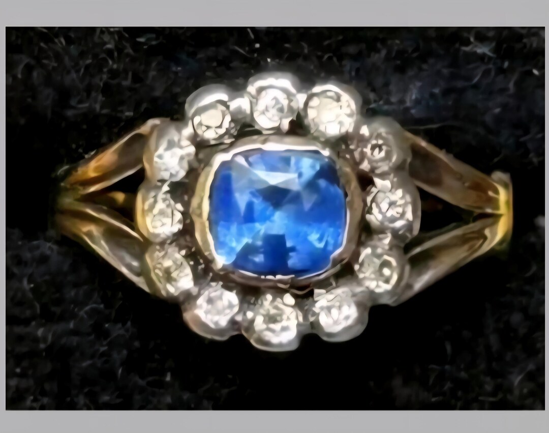 Amazing Georgian Genuine Sapphire and Diamond Closed Back Collet Set ...