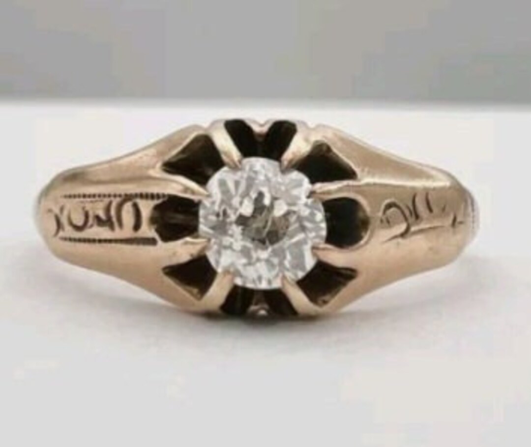 Antique Early Victorian Belcher Ring. Old Cut Diamond. Set in Yellow ...