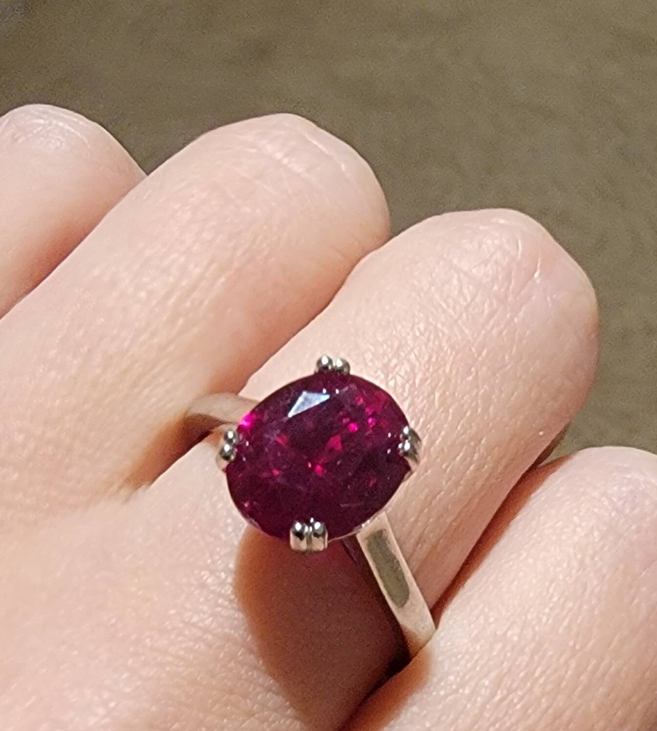 Beautiful Oval Lab Grown Ruby Solitaire Ring. 4 Ctw - Etsy