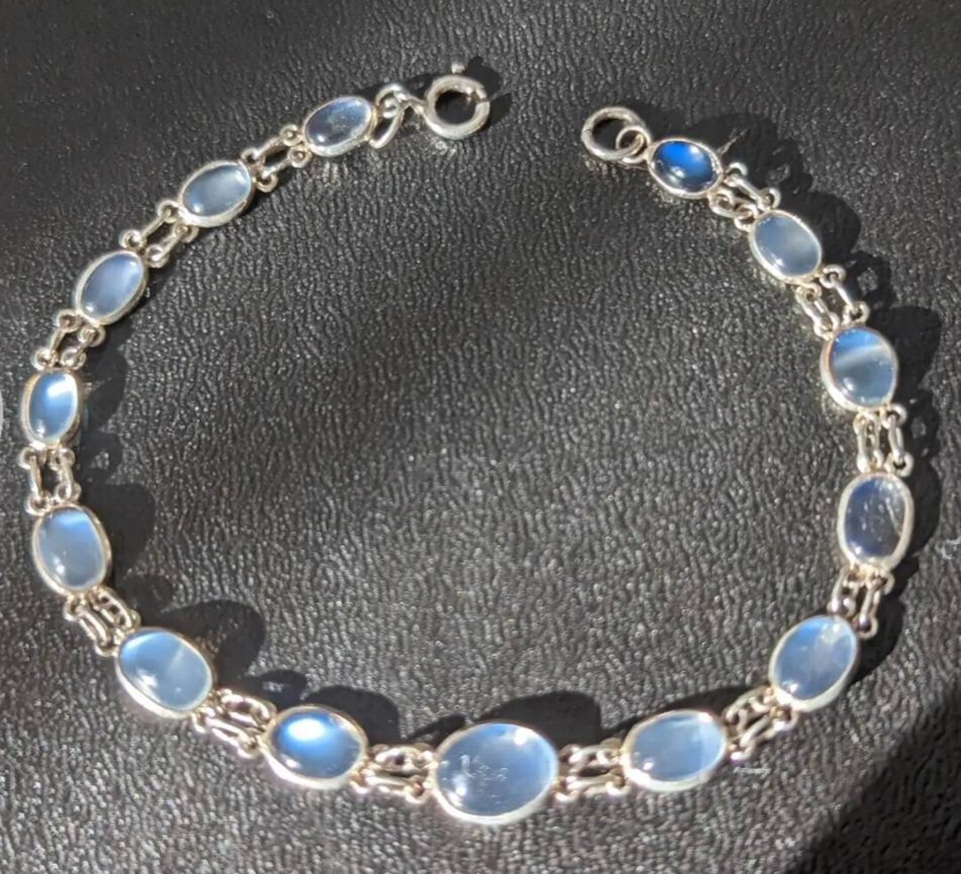 Beautiful Art Deco Blue Moonstone Sterling Silver Bracelet. Gorgeous ...
