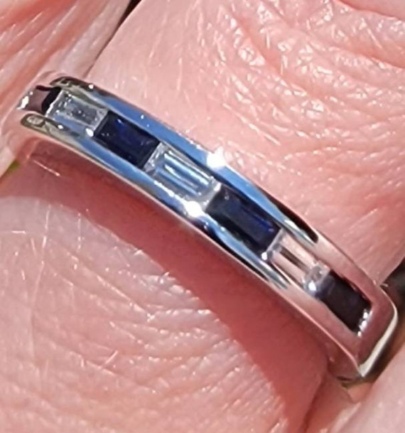 Antique Beautiful Baguette Diamond and Sapphire Band … - Gem