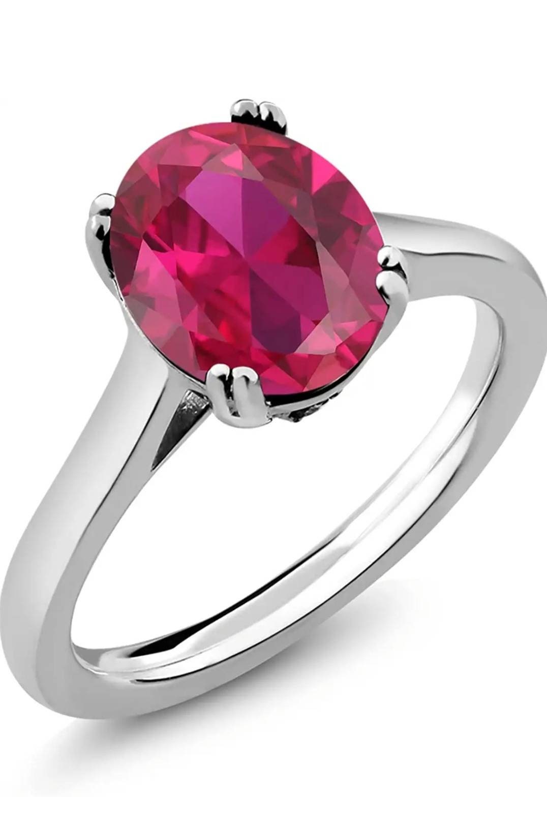 Beautiful Oval Lab Grown Ruby Solitaire Ring. 4 Ctw - Etsy