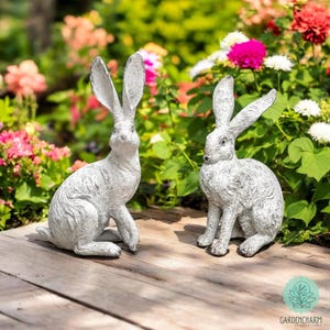 Rabbits Garden Statue, Garden Sculpture, Lawn Ornament, Statuette ...