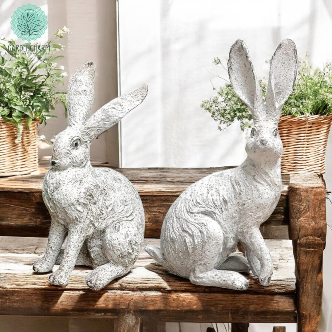 Rabbits Garden Statue, Garden Sculpture, Lawn Ornament, Statuette ...