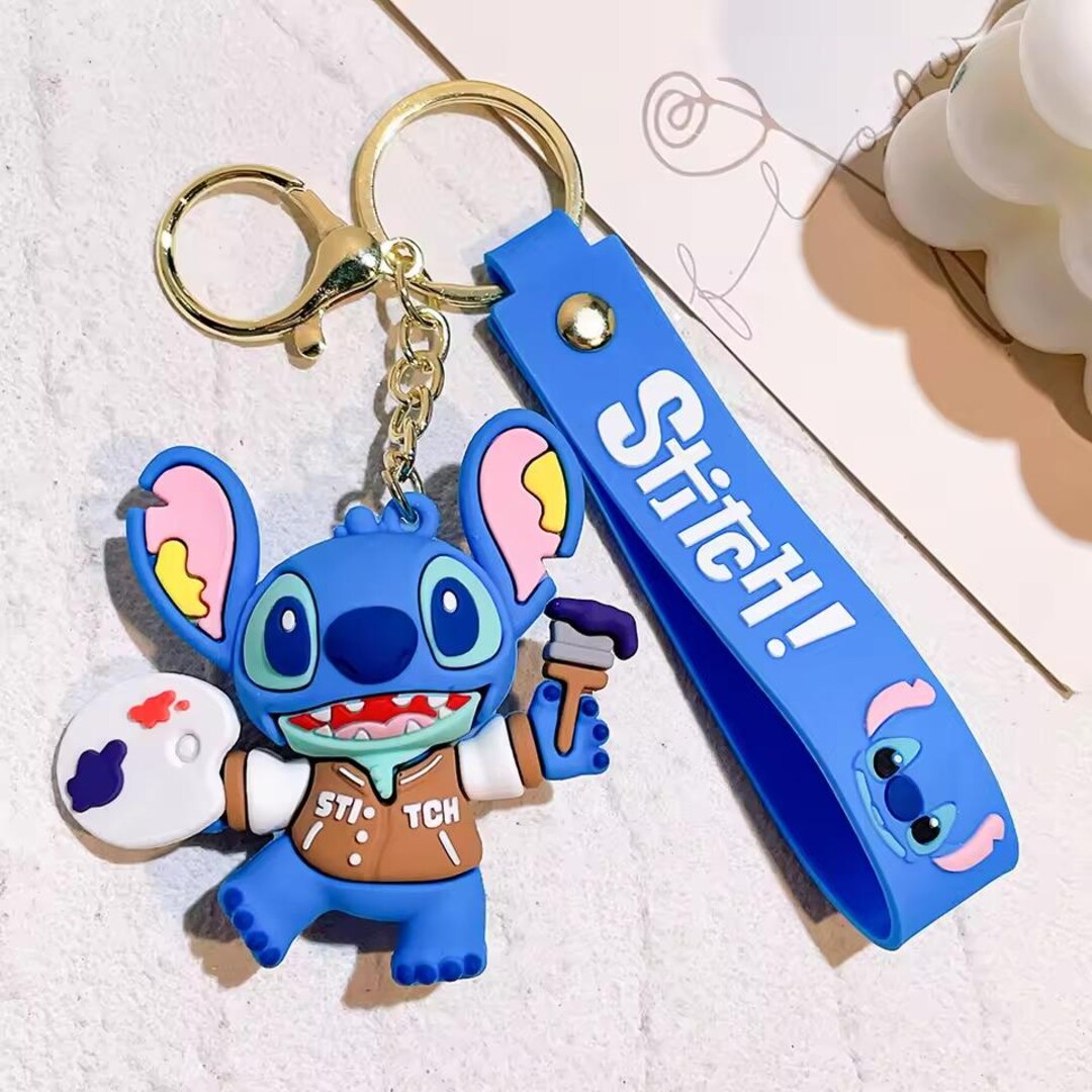 Stitch Keychain, Cute Cartoon Stitch Keyring, Soft Rubber Keychain ...