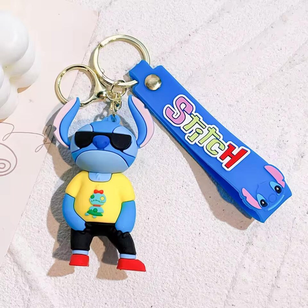 Stitch Keychain, Cute Cartoon Stitch Keyring, Soft Rubber Keychain ...