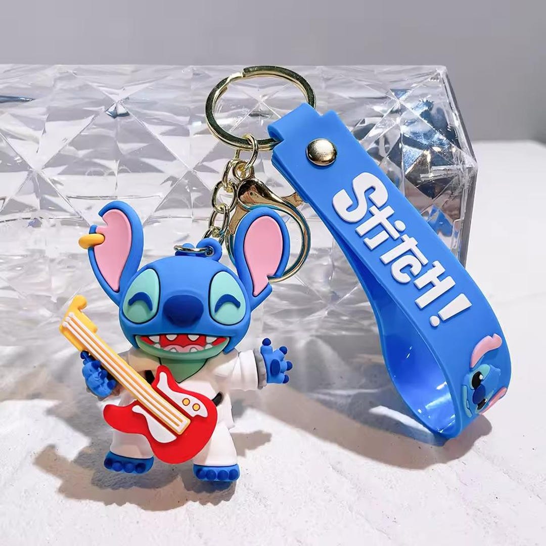 Stitch Keychain, Cute Cartoon Stitch Keyring, Soft Rubber Keychain ...
