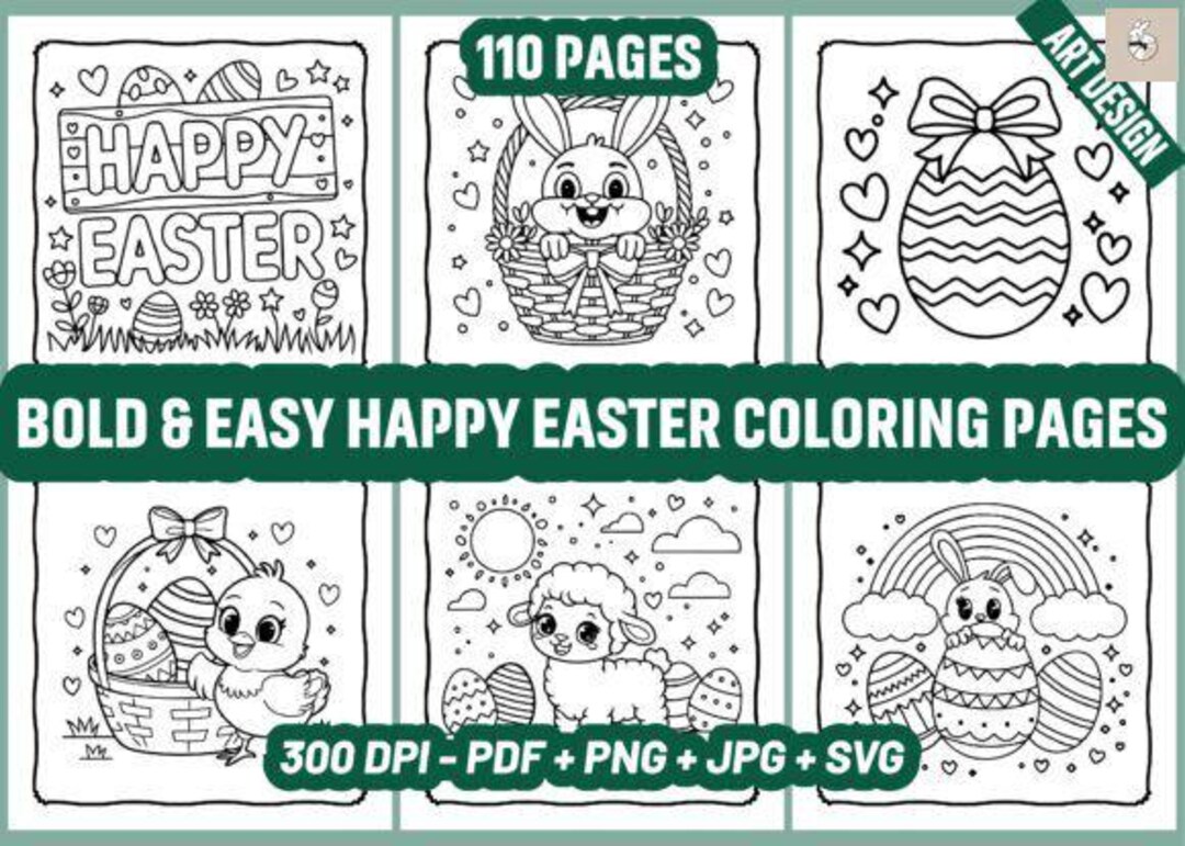 110+ Bold & Easy Happy Easter Coloring Pages – Fun Printable Activity ...