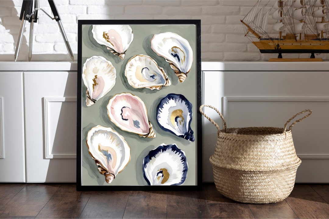 Oyster Shells Coastal Art Print: Beach House Decor (digital Download ...
