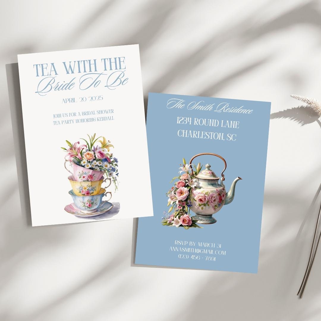 Tea With the Bride to Be Bridal Shower Card Invitation Digital Print ...