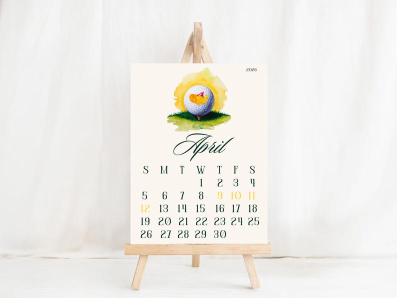 Golf Desktop Calendar: January 2026 - December 2026 (digital File) - Etsy