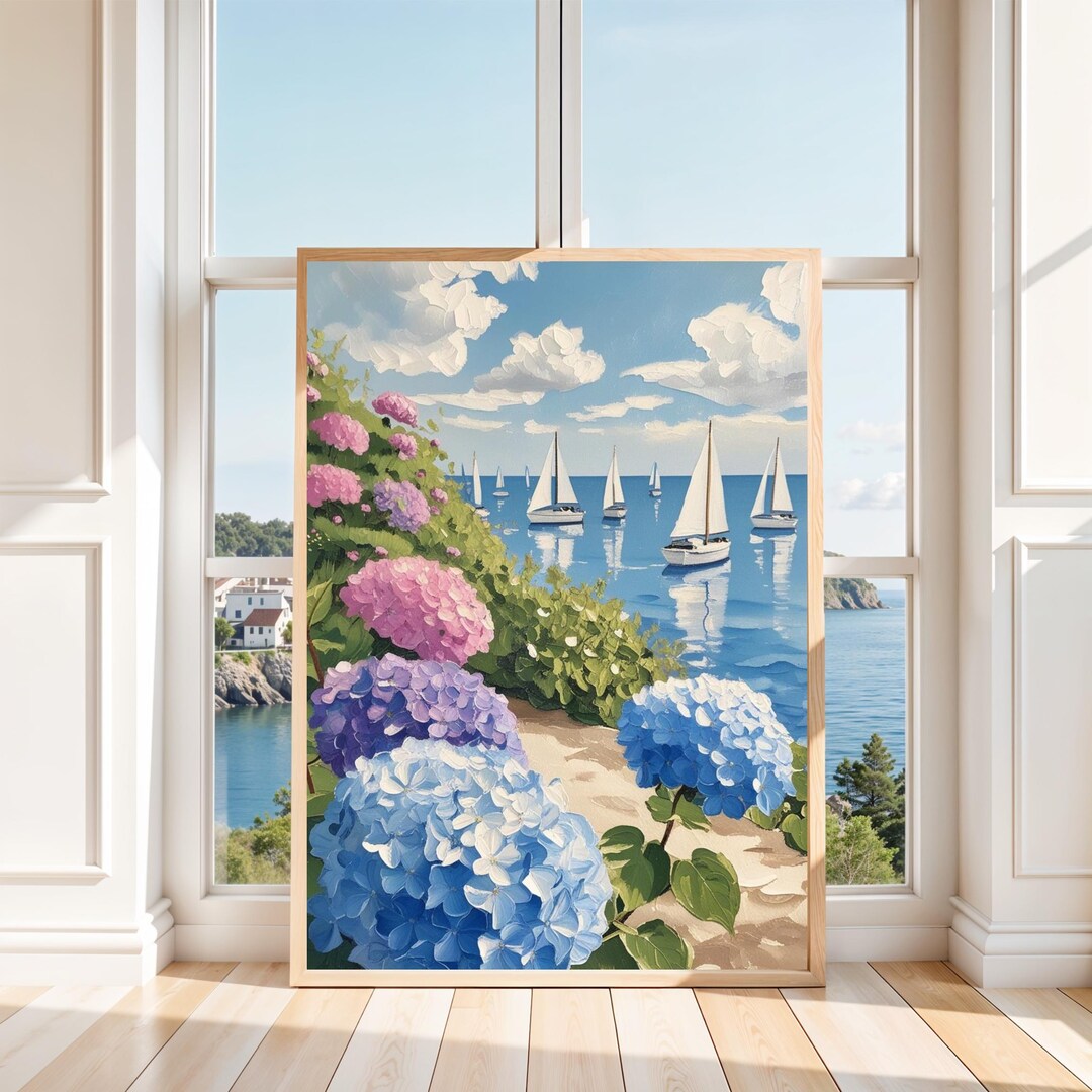 Coastal Hydrangea Digital Print, Coastal Grandma, Nantucket, Cape Cod, Marthas Vineyard, Nancy ...