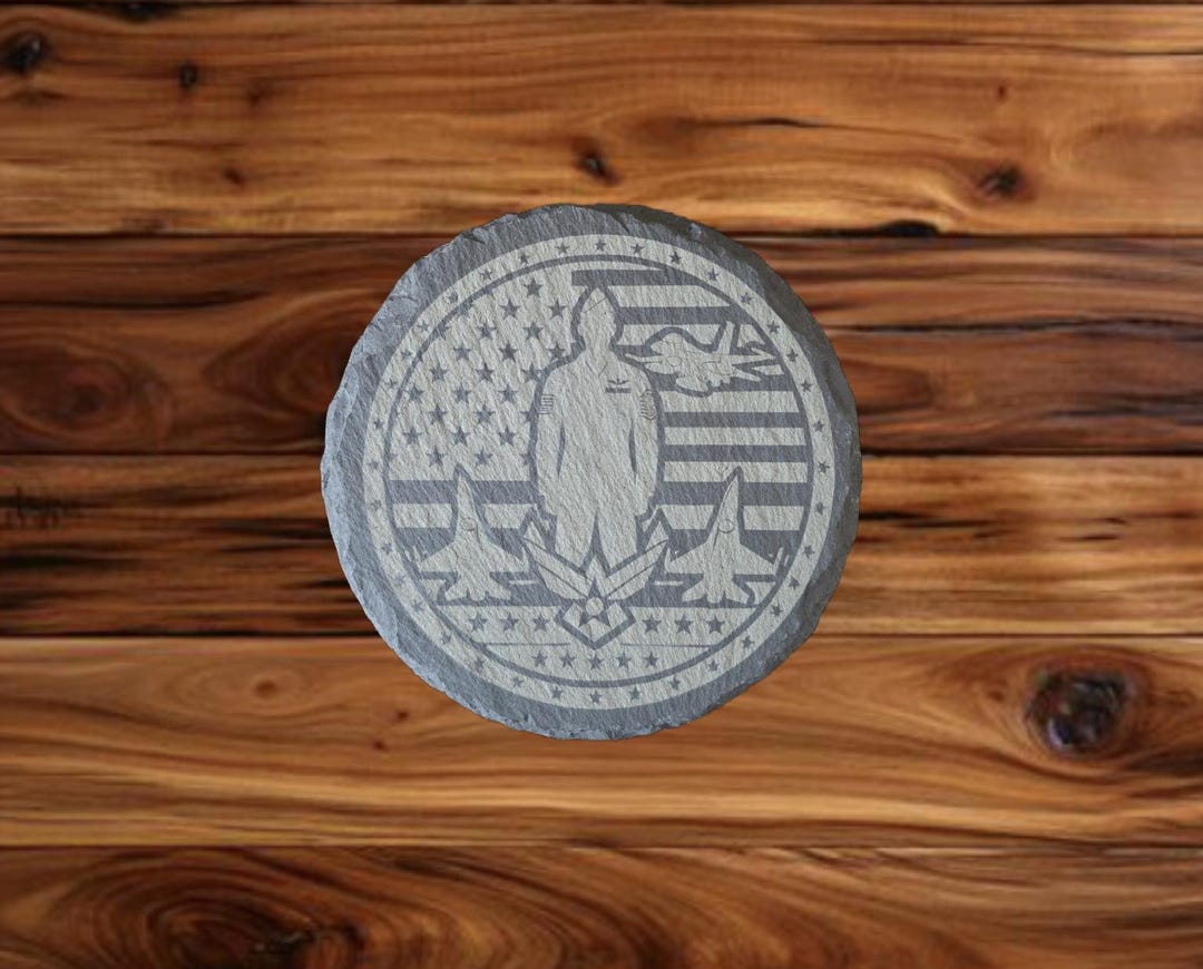 Custom Engraved Slate Coaster - Air Force Pilot and Jet Design With ...