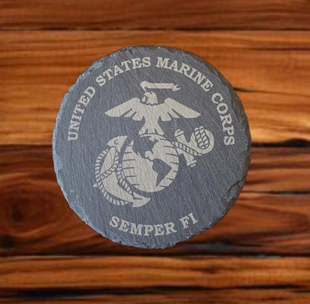 Custom Engraved Slate Coaster US Marine Corps Emblem With Semper Fi - Etsy