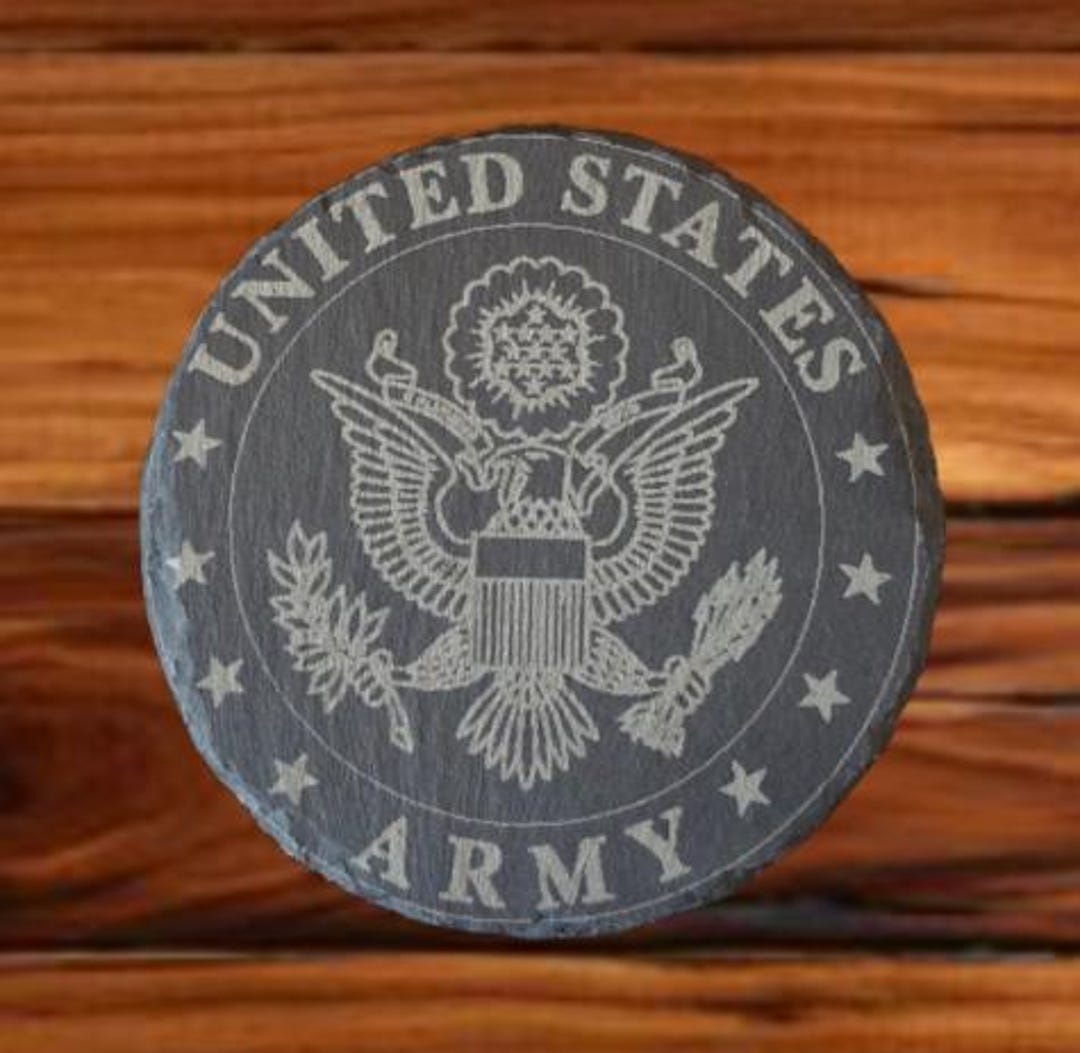 Custom Engraved Slate Coaster - United States Army Emblem With ...