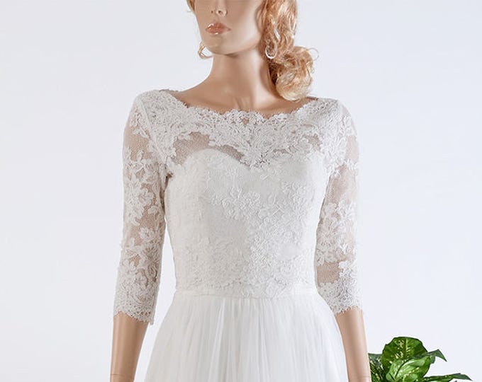 3/4 Sleeve Lace Topper Bridal Lace Topper Bridal Lace | Etsy