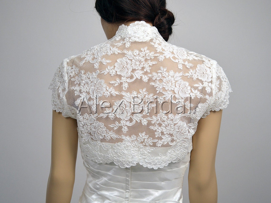 Cap Sleeve Alencon Lace Bolero Jacket Bridal Bolero Bridal - Etsy