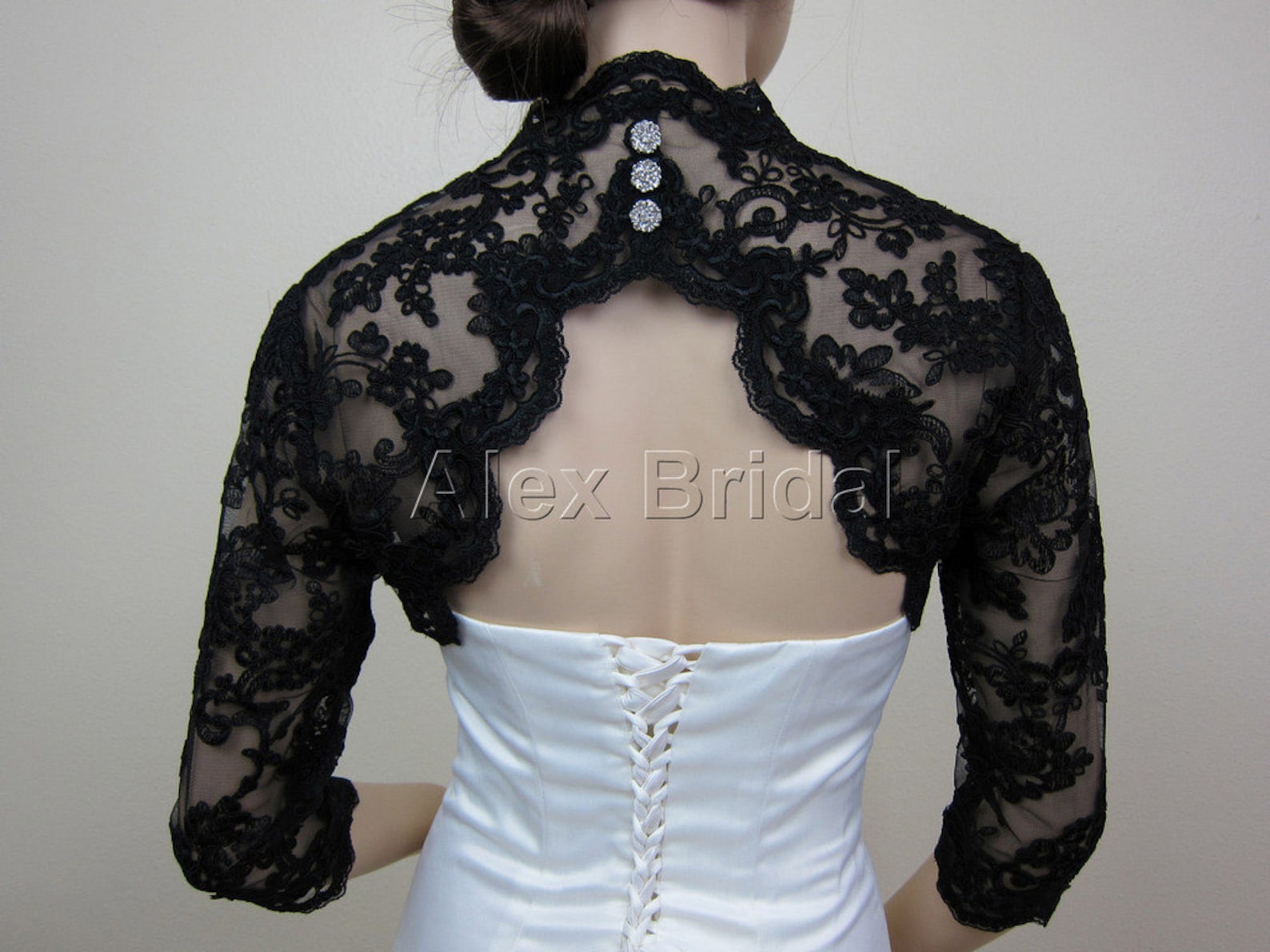 Wedding Bolero, Lace Bolero, Bridal Bolero Jacket, Black Bolero, 3/4 ...