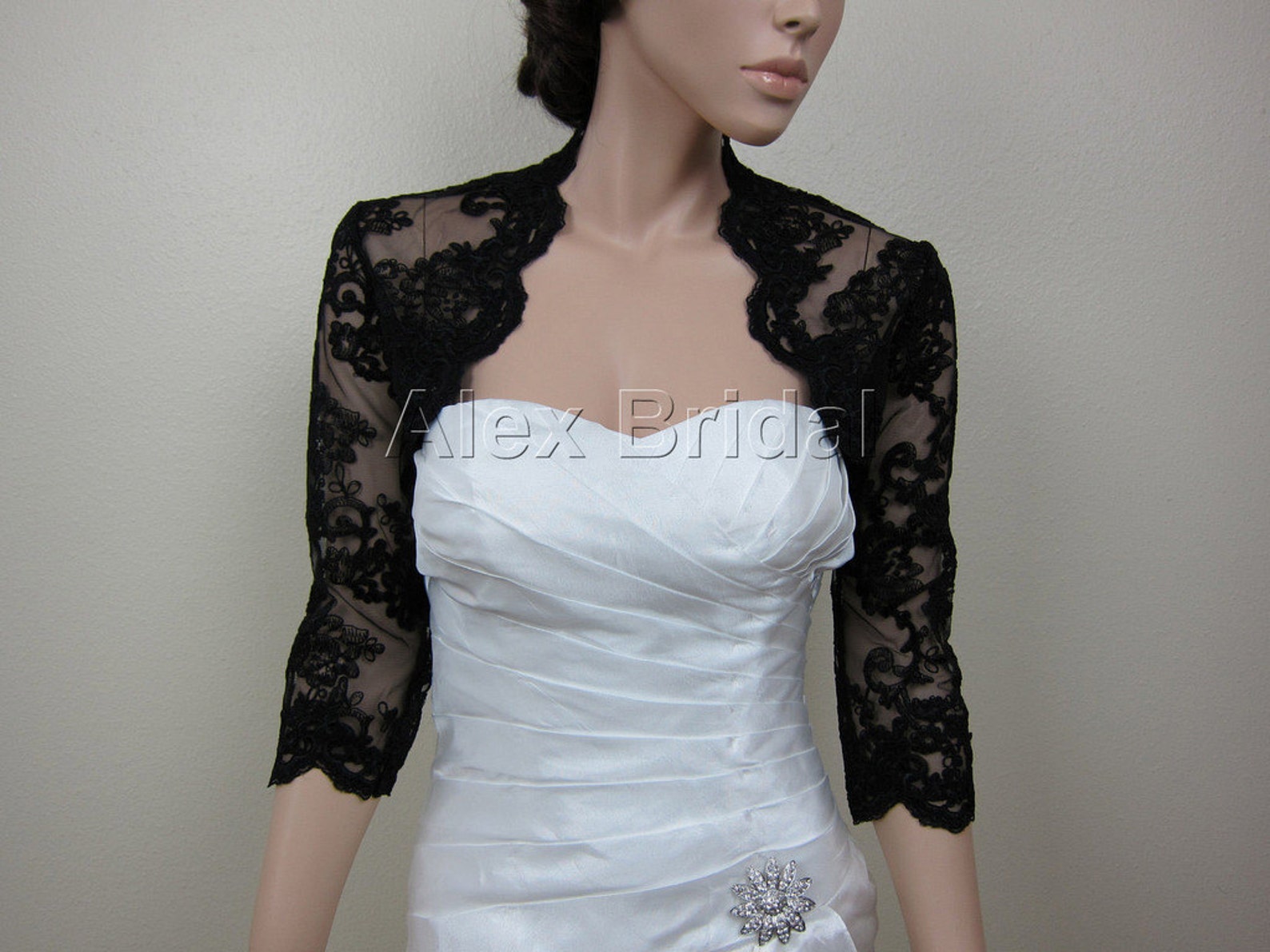 Wedding Bolero, Lace Bolero, Bridal Bolero Jacket, Black Bolero, 3/4 ...