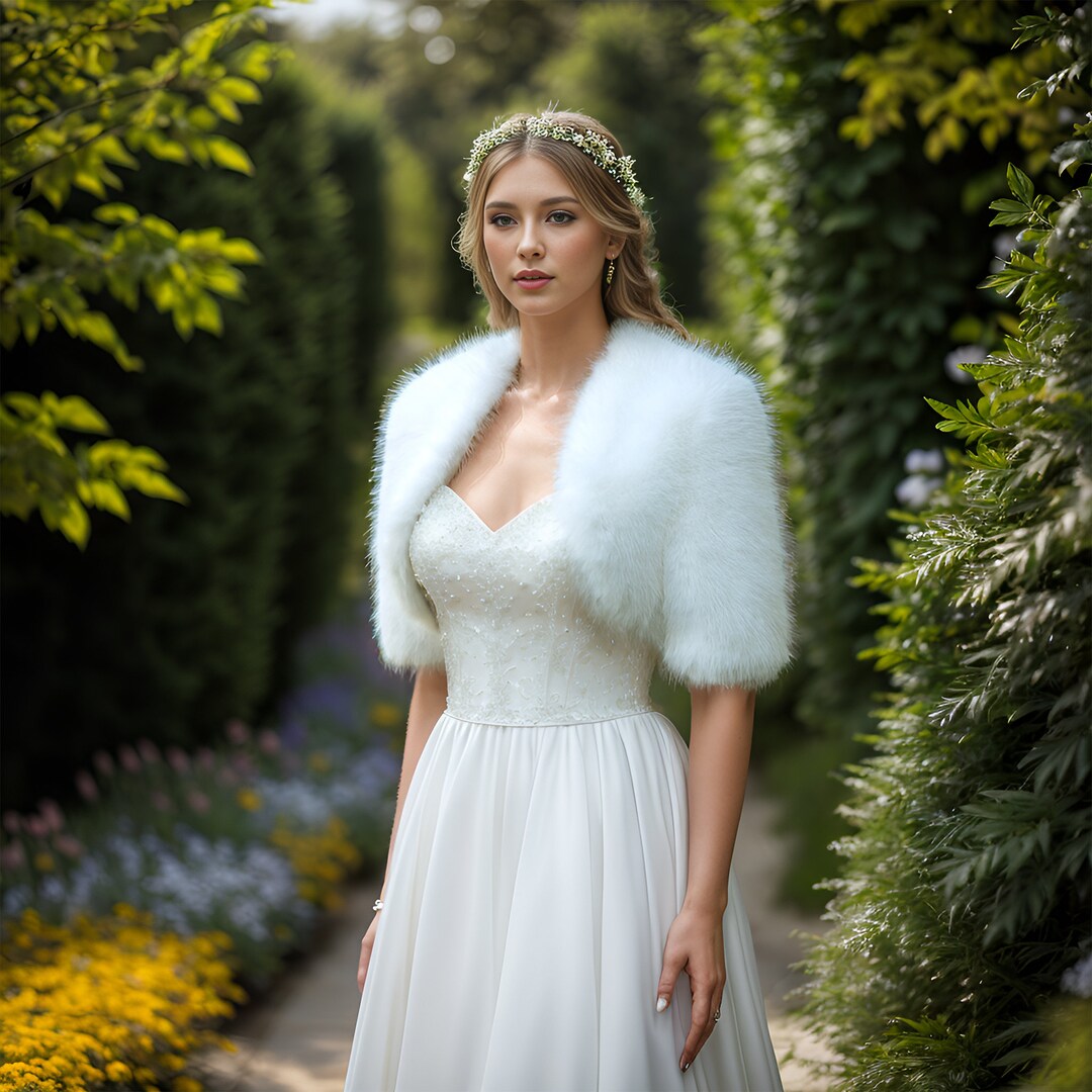 Faux Fur Bridal Bolero: Elbow Length Shrug, Wedding Cover-up - Etsy