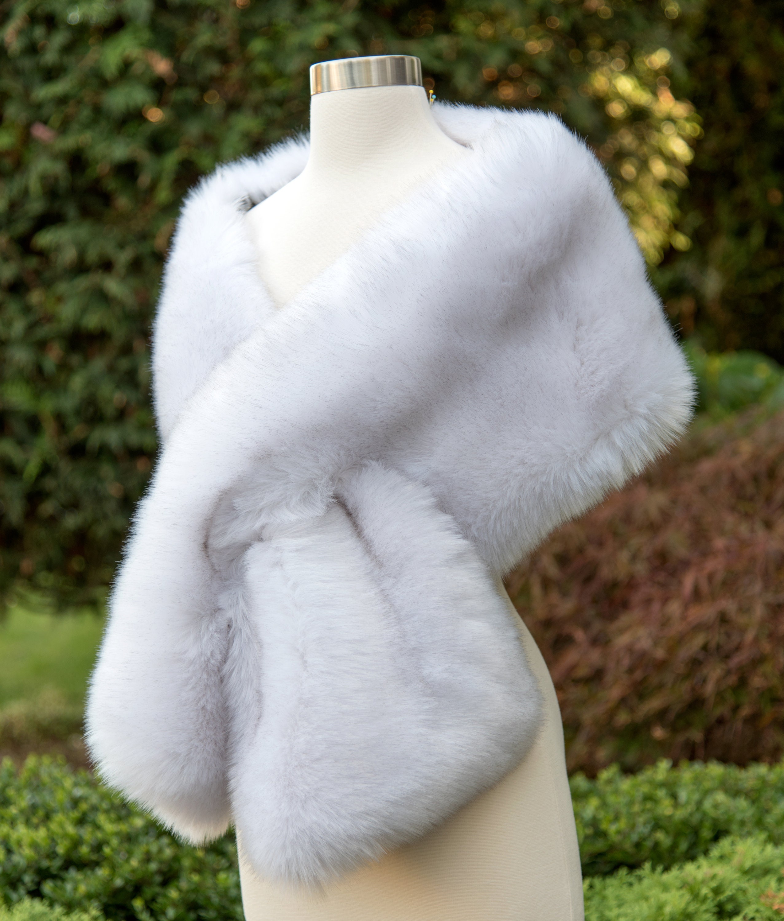 Light Gray Faux Fur Bridal Wrap With Darker Tips, Wedding Fur Shawl ...