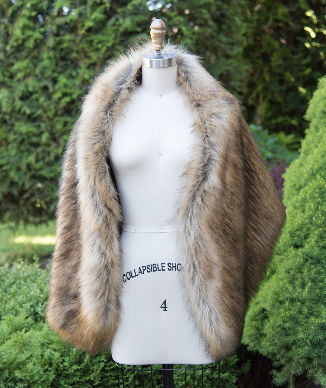 20 Inches Wide Brown Faux Fox Fur Stole Faux Fur Shawl Bridal Wrap Faux ...