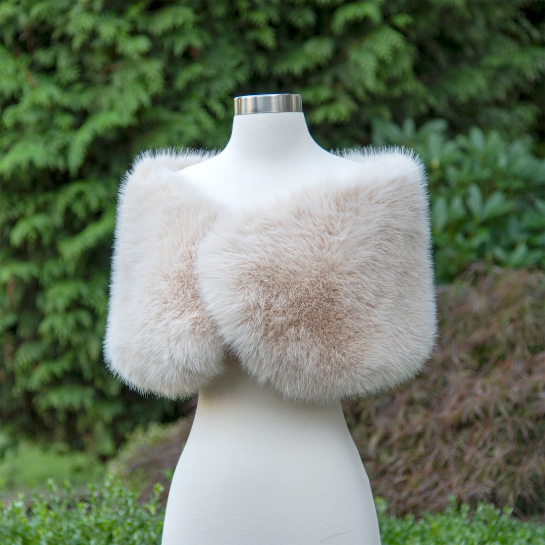 Light Beige Faux Fur Wrap Bridal Wrap Wedding Faux Fur Shawl Faux Fur ...