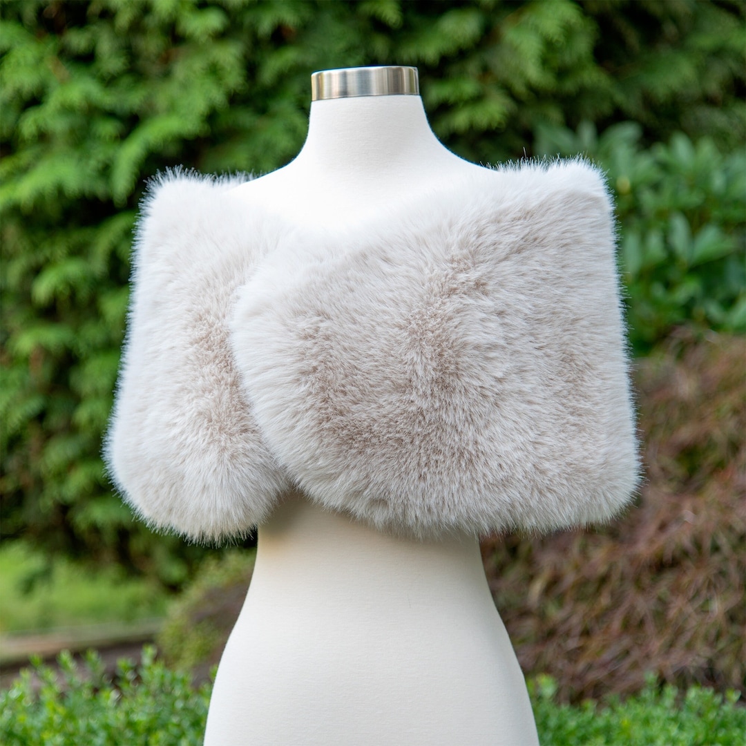 Light Blush Gray Faux Fur Wrap Faux Fur Stole Faux Fur Shawl Bridal ...
