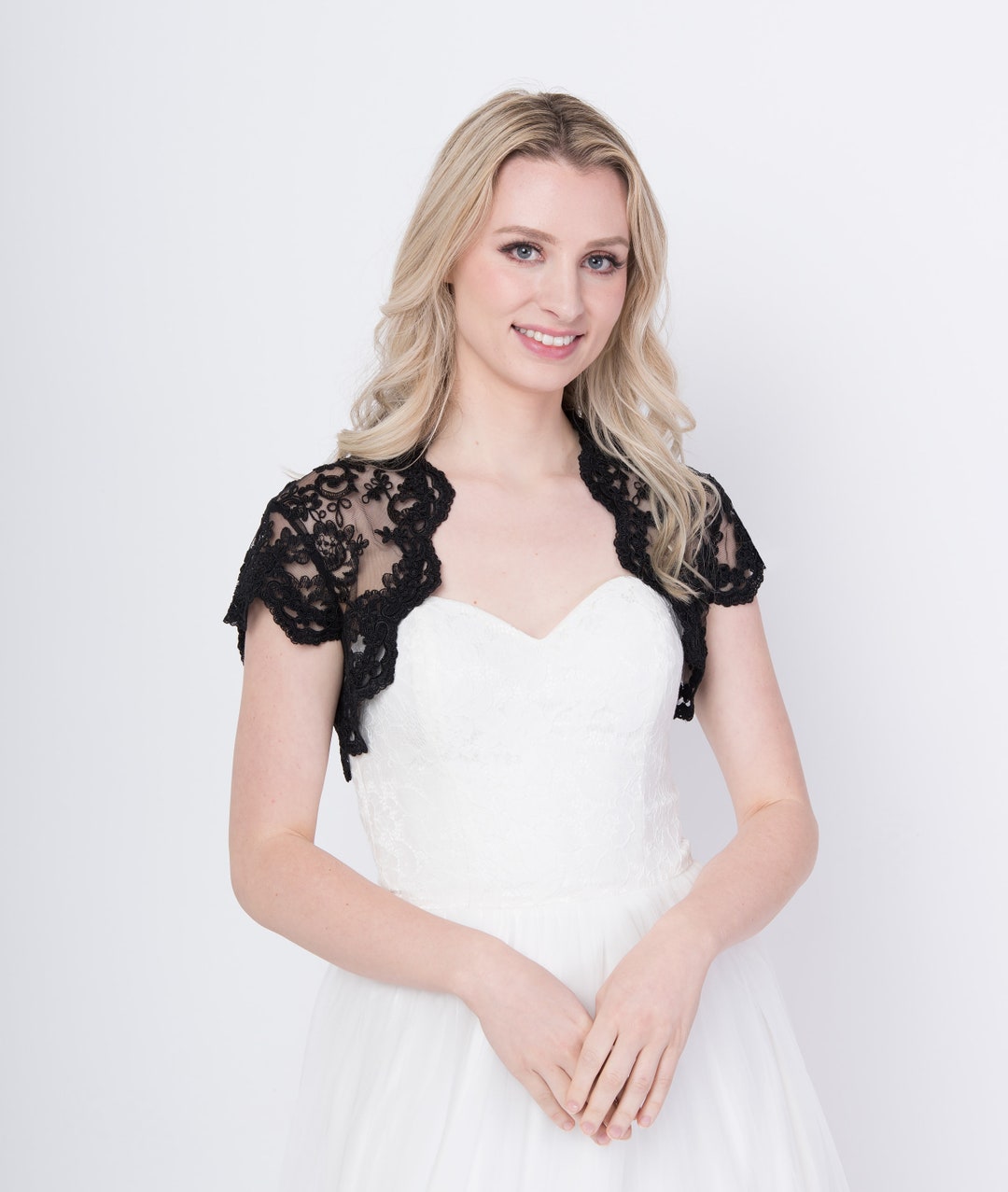 Cap Sleeve Wedding Bolero Lace Bolero Bridal Bolero Jacket Black Bolero ...