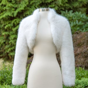 Light Ivory Long Sleeve Faux Fur Bolero Faux Fur Jacket Faux Fur Coat ...