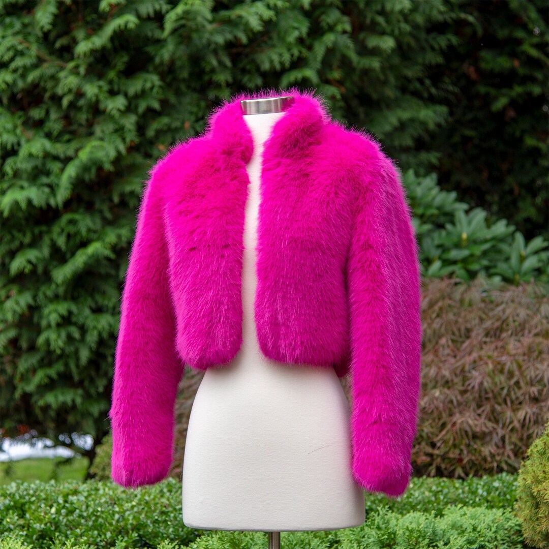 Hot Pink Faux Fur Bolero Jacket: Long Sleeve Wedding Shrug - Etsy