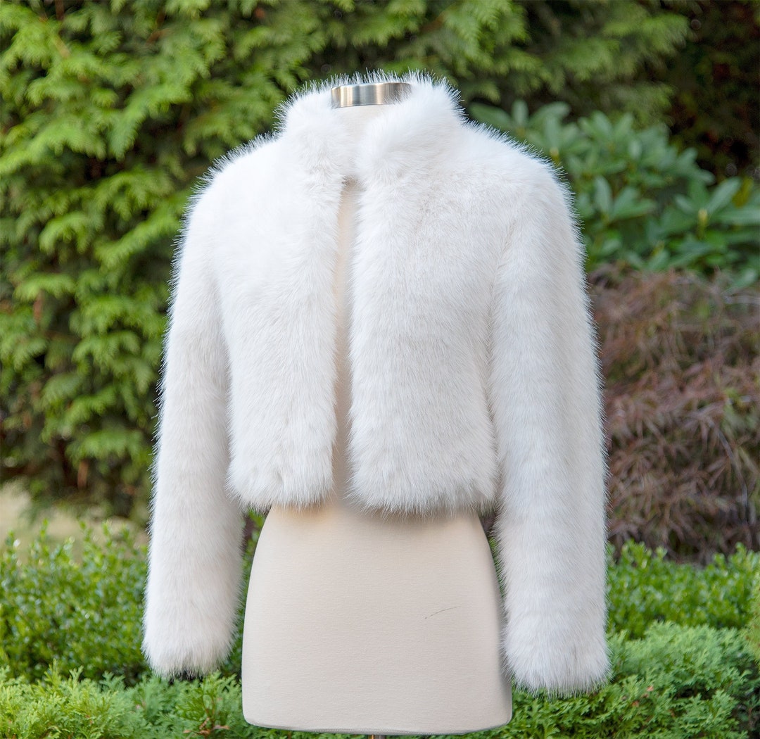Light Ivory Long Sleeve Faux Fur Jacket Faux Fur Coat Faux Fur Bolero ...