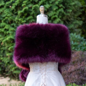 Purple Plum Faux Fur Wrap With Black Tips Faux Fur Stole Faux Fur Shawl ...