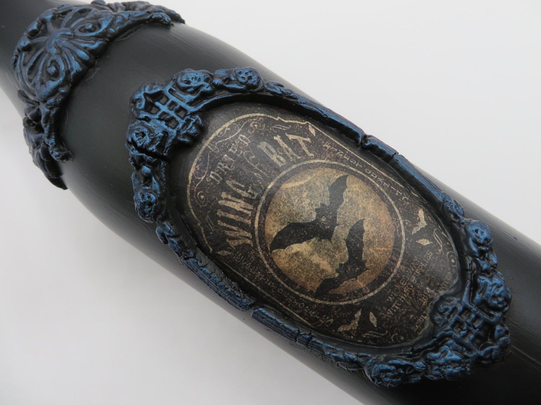 Dryed Wing of Bat Potion Bottle, Halloween Decor, Black Bottle ...