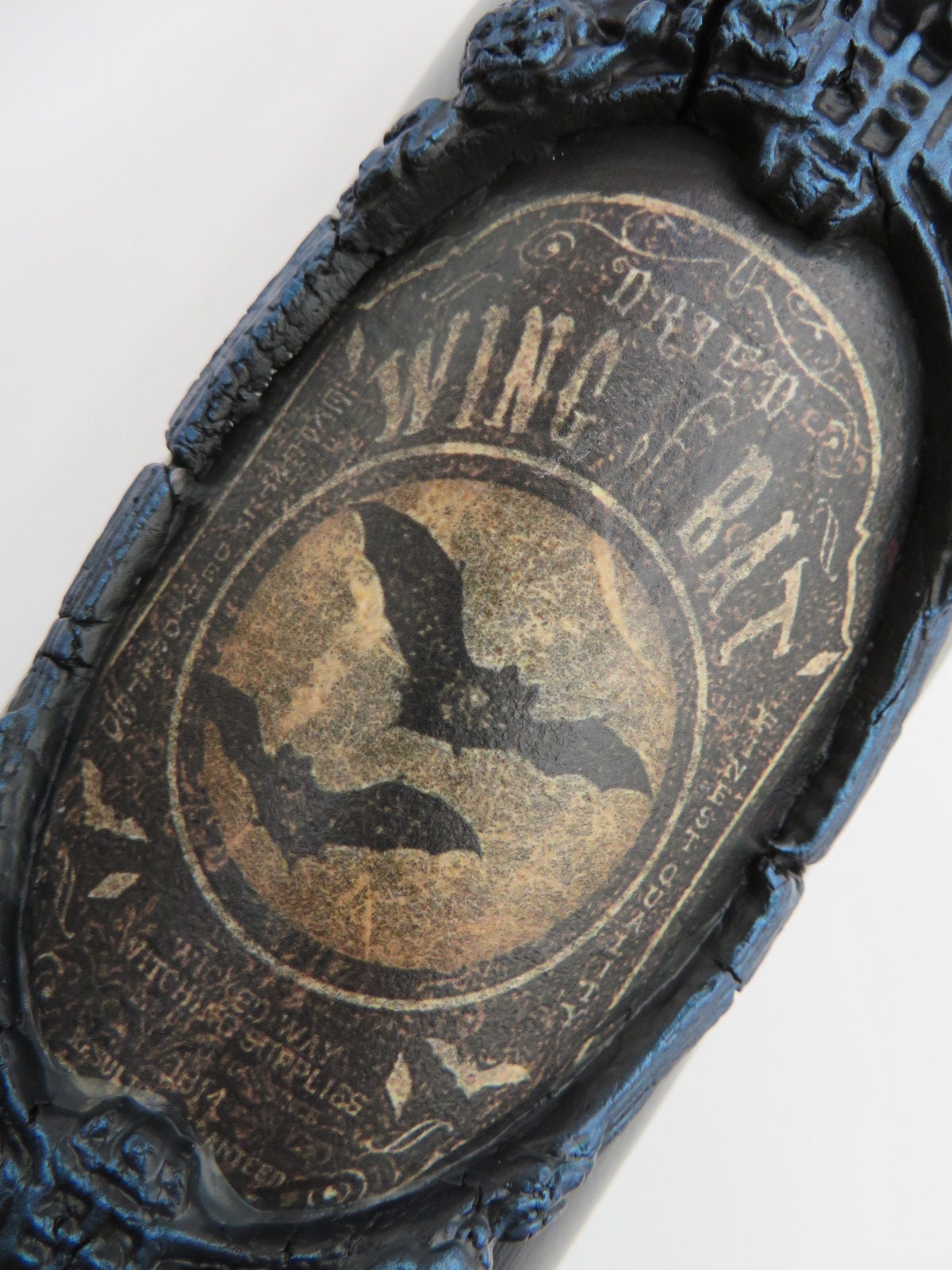 Dryed Wing of Bat Potion Bottle, Halloween Decor, Black Bottle ...