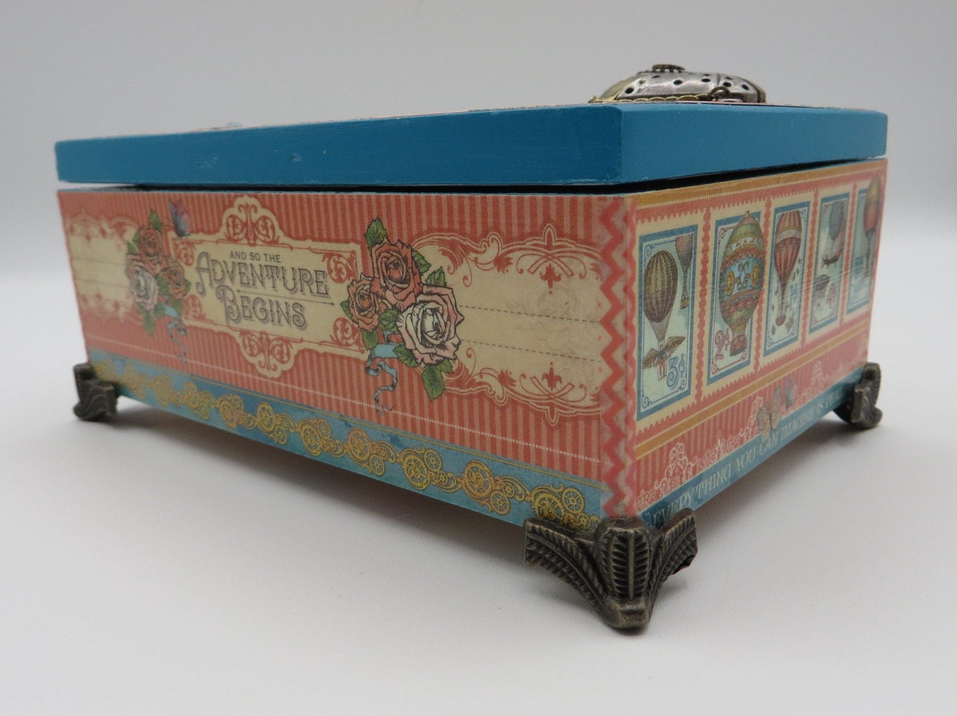 Vintage Wood Box, Keepsake/memory Box, Gift Box, Steampunk Heart ...