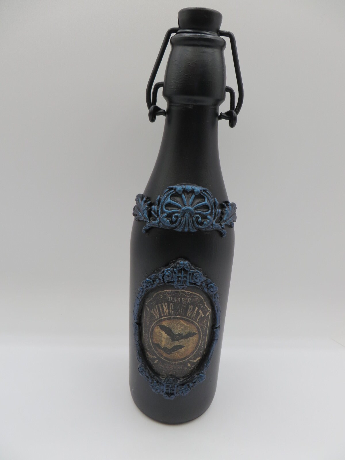 Dryed Wing of Bat Potion Bottle, Halloween Decor, Black Bottle ...
