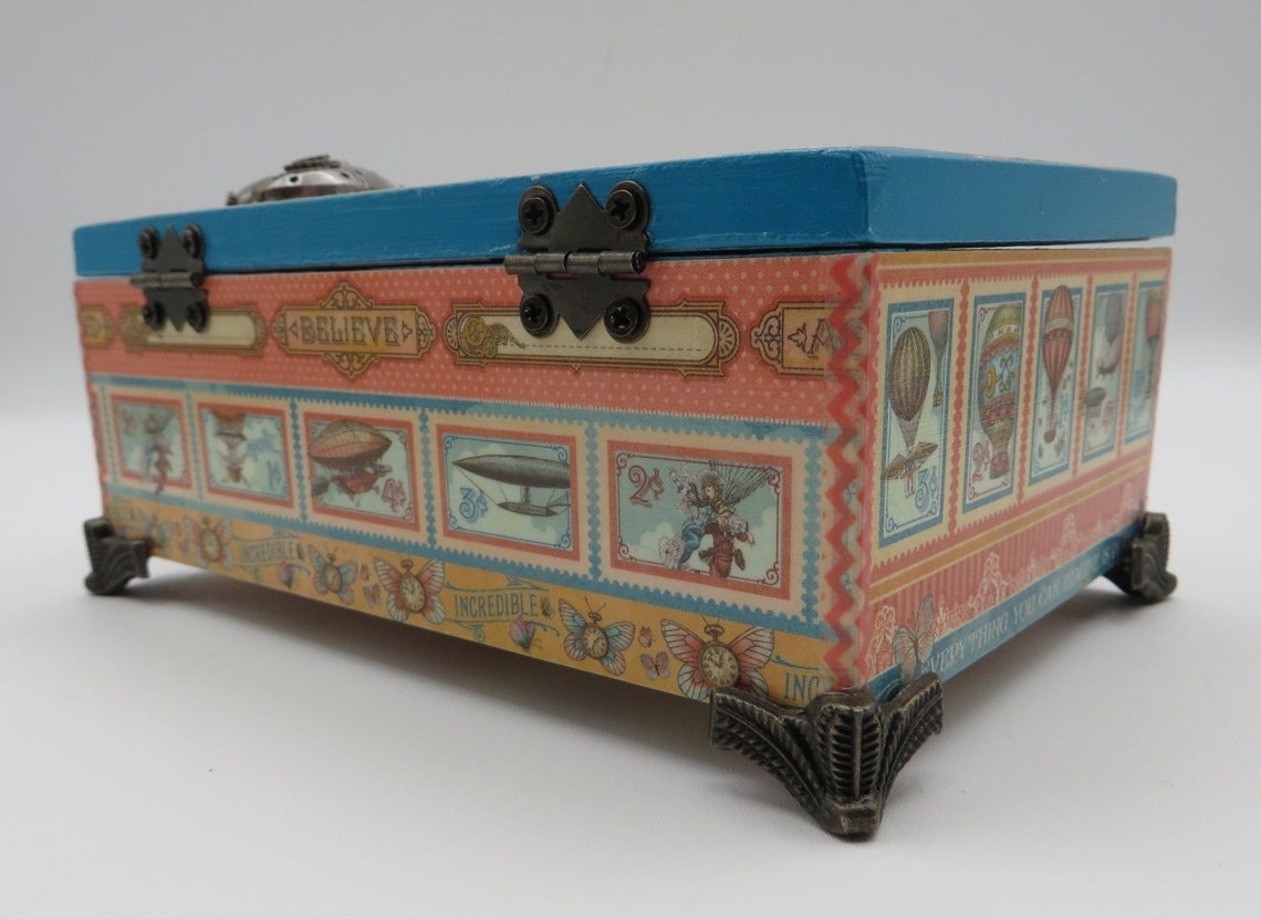 Vintage Wood Box, Keepsake/memory Box, Gift Box, Steampunk Heart ...