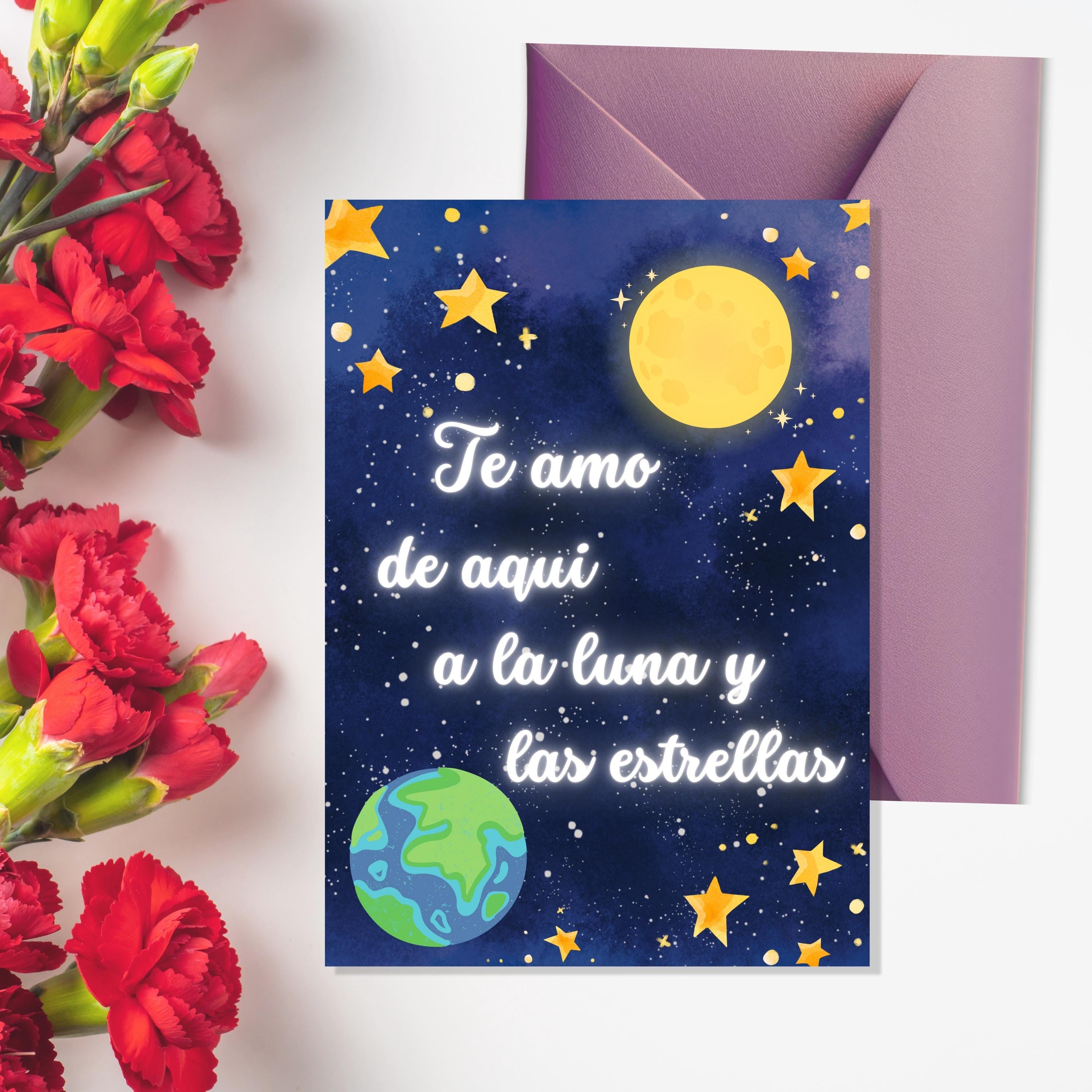 Te Amo De Aqui a La Luna Y Las Estrellas Card, Spanish Valentine's Day ...
