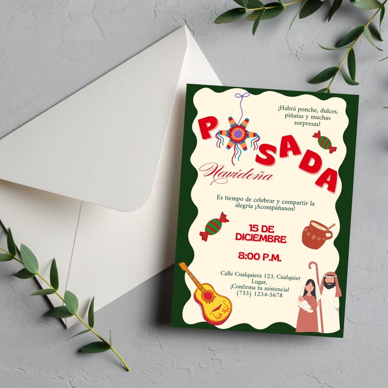 Posada Navidena Template, Posada Invitacion, Spanish Christmas ...